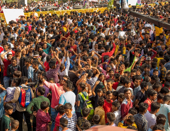 Image of Crowd Of Young Indian People Enjoying And Dancing Govinda At ...