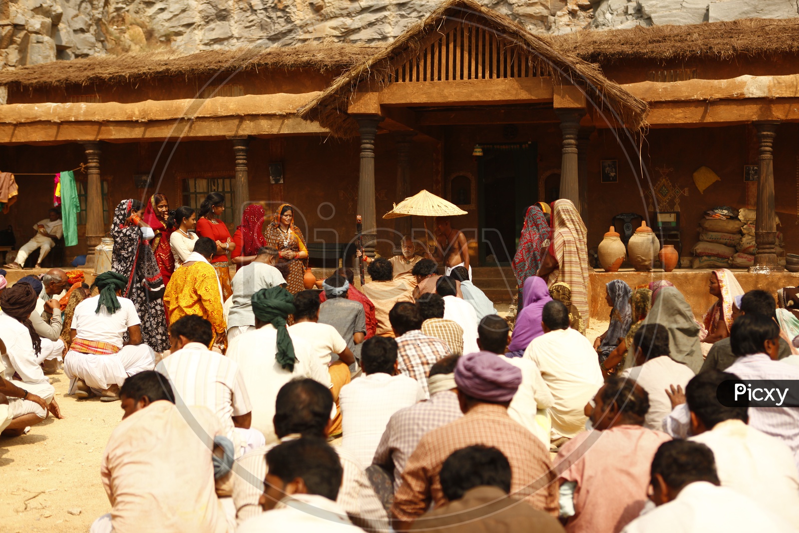 Image of Villagers Gathered At a Place In A Rural Village-ZC074016-Picxy