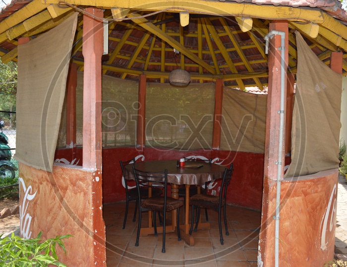 Image of Village Theme Dhaba With Huts-AD926207-Picxy