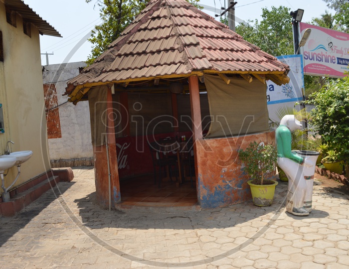 Image of Village Theme Dhaba With Huts-HF223474-Picxy