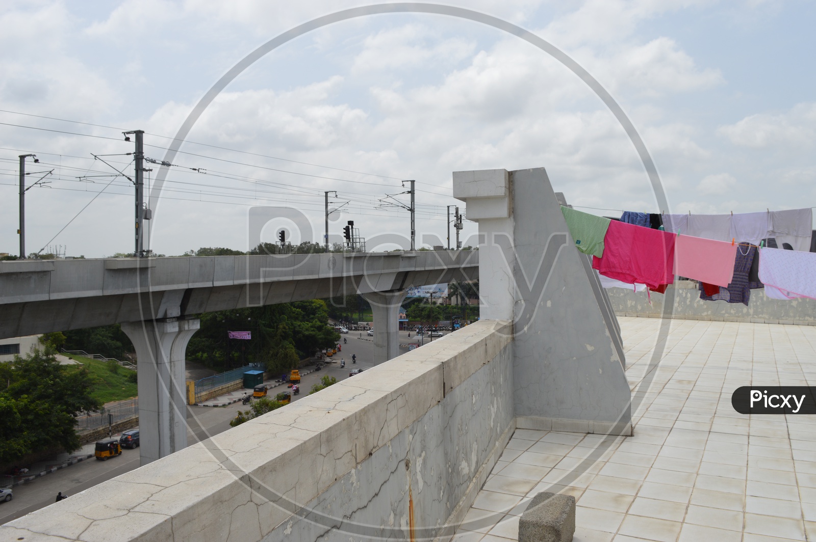 Image of Metro Track View From a House Terrace-UG230618-Picxy