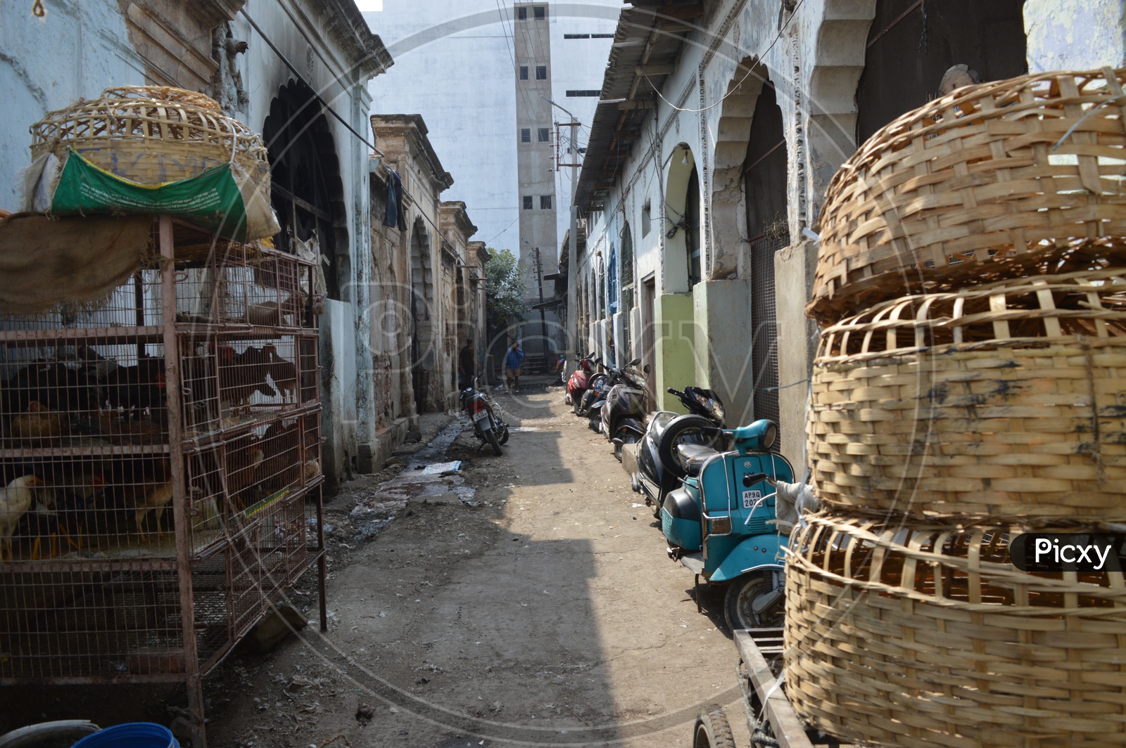Image of Streets In a Residential Colony With Old Buildings-VY730568-Picxy