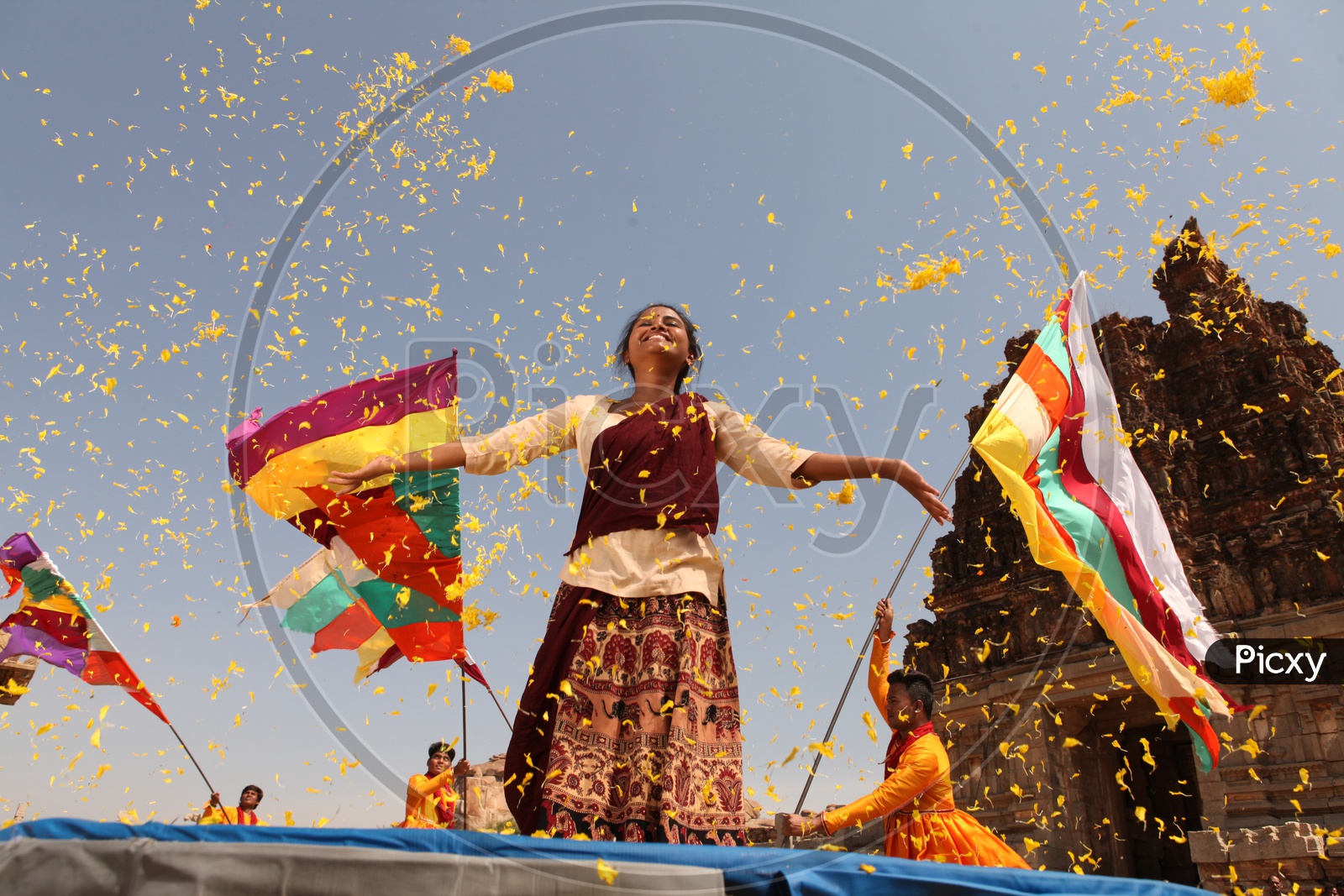 Image of Indian Woman Happily Jumping and Celebrating Local Festival ...