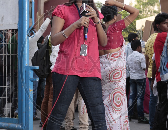 Image of TV Reporters Or News Coverage Media Or Lady Reporters ...