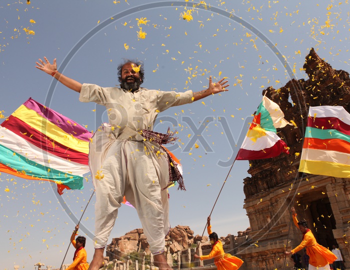 Image of Indian People Celebrating Local Festival By Jumping and With ...