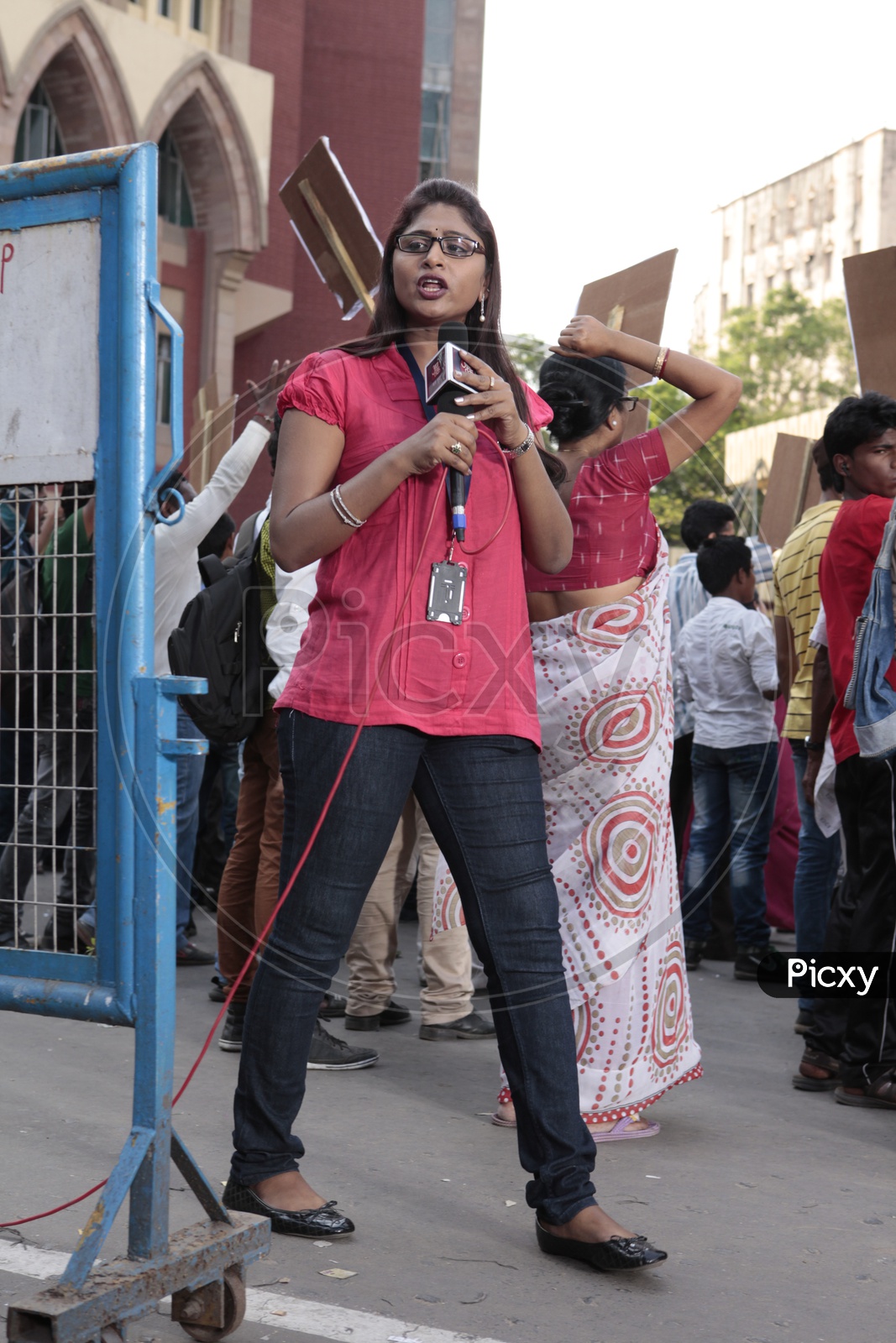 Image of TV Reporters Or News Coverage Media Or Lady Reporters ...