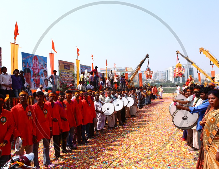 Image of Ganesh Immersion Procession With Indian Folk Drum Artists ...