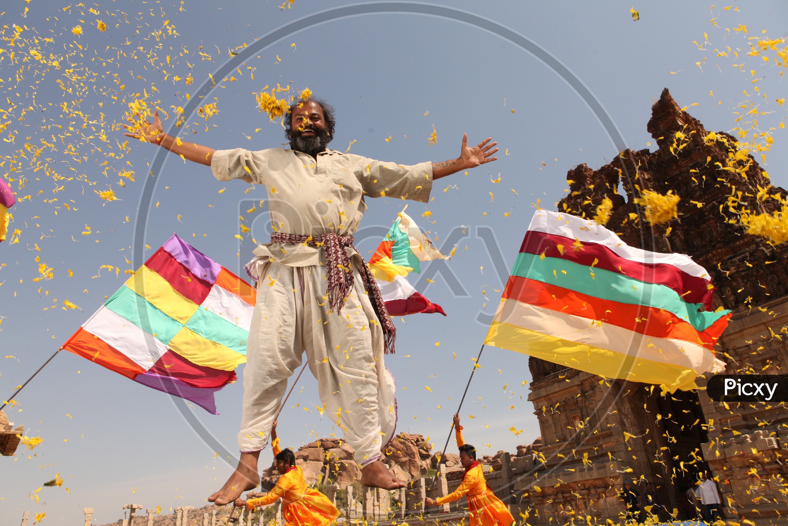 Image of Indian People Celebrating Local Festival By Jumping and With ...