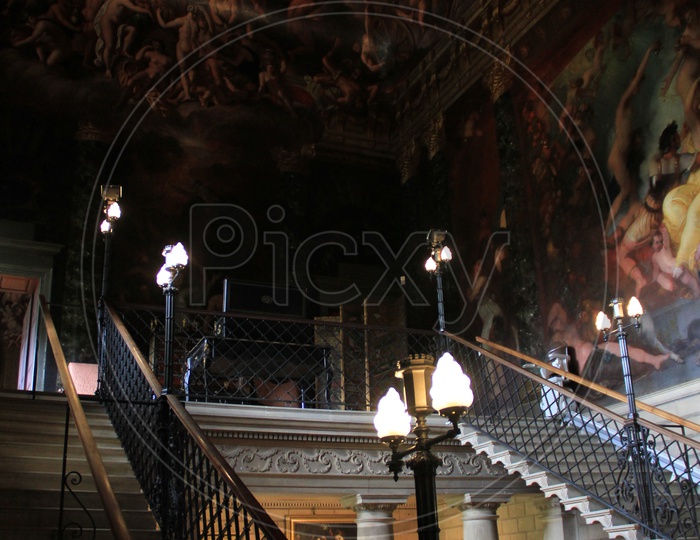 Image of Hell Stairs with Paintings at Burghley House-YD174008-Picxy