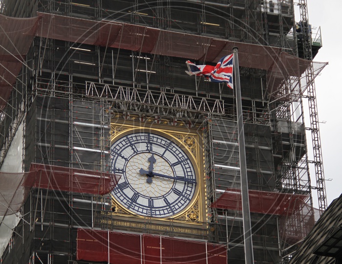 Image of Closeup Shot of Big Ben Clock Tower in under construction ...