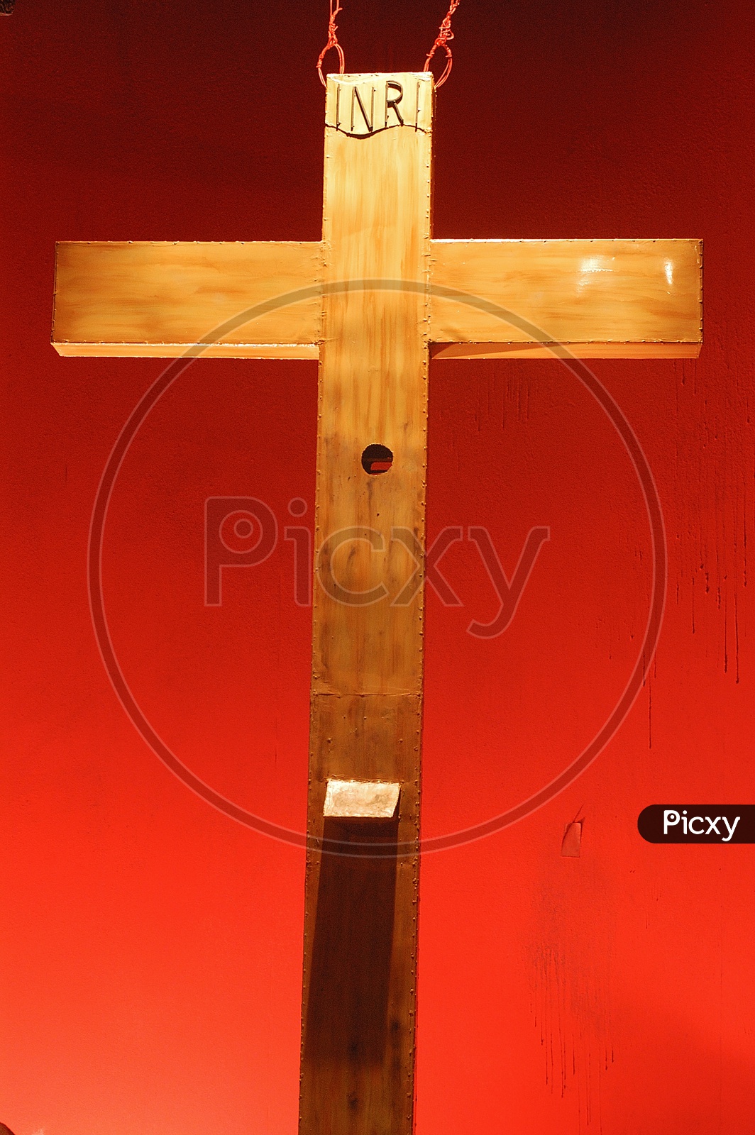 Image of A Wooden Cross with name board INRI-BT803617-Picxy