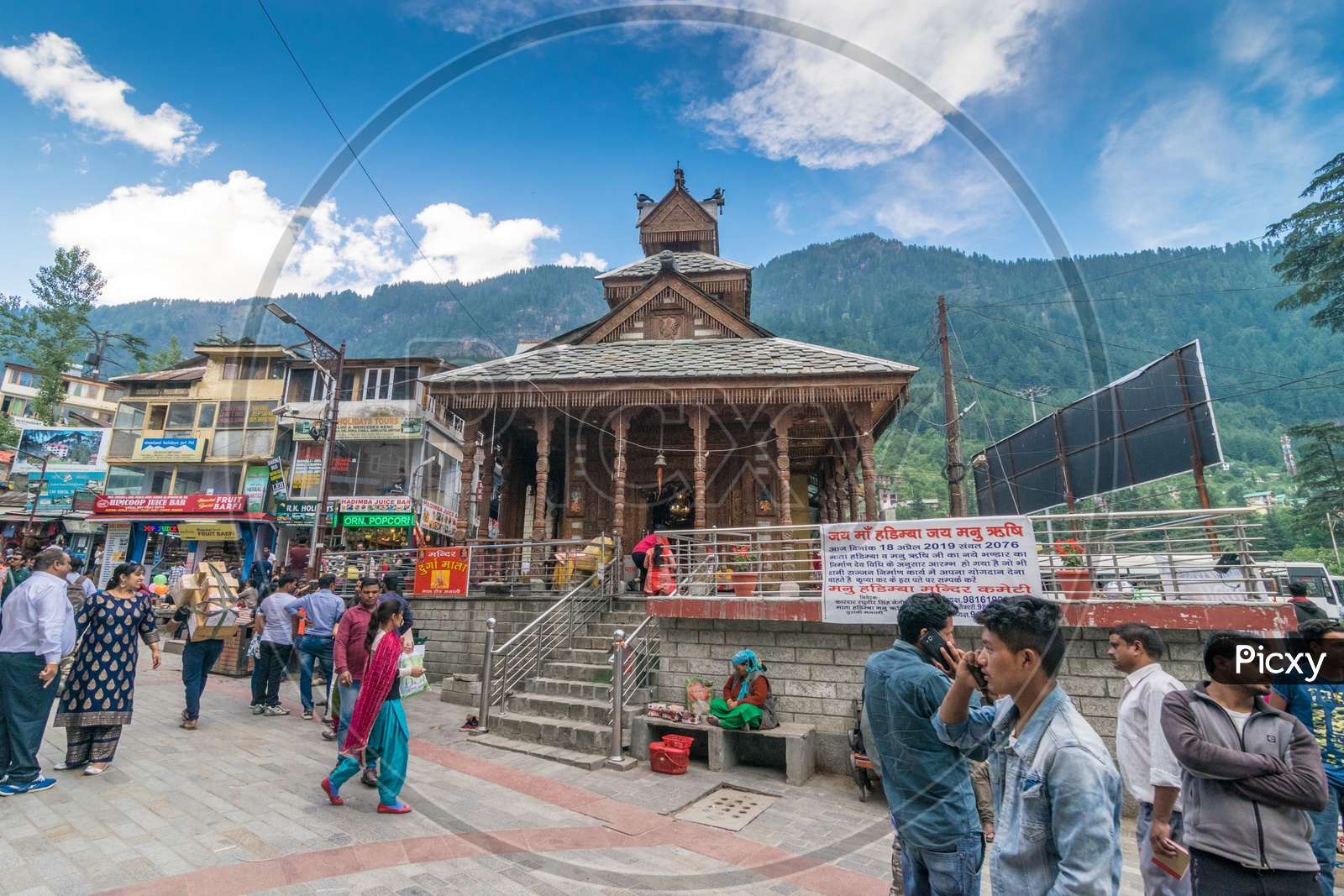 Image of Devotees at a Temple in Mall Road in Manali-UF015388-Picxy
