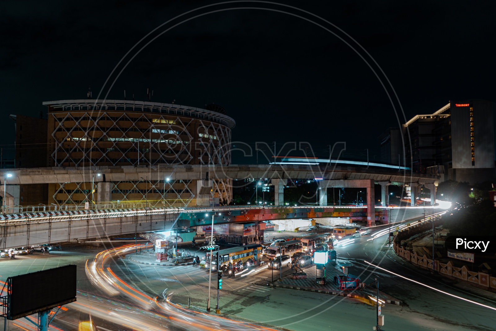 Image of Cyber towers with the metro in frame (Long Exposure)-SC758633 ...