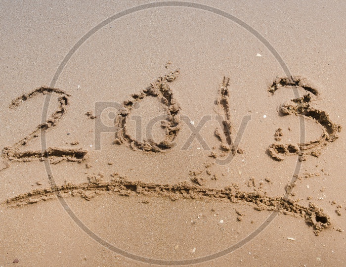 Image of Sand writing with Numbers, Happy New Year 2013 Concept ...