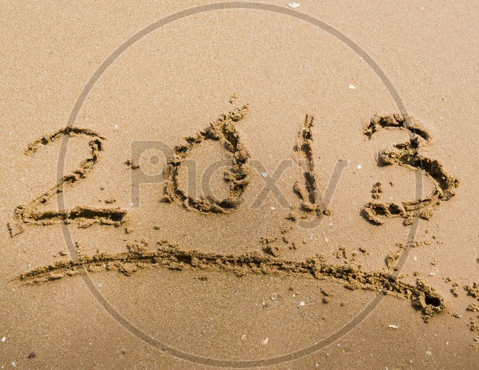 Image of Sand writing with Numbers, Happy New Year 2013 Concept ...