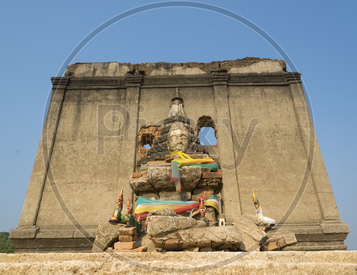 Image of Ancient Sinking temple at Sangkhla Buri District, Kanchanaburi ...