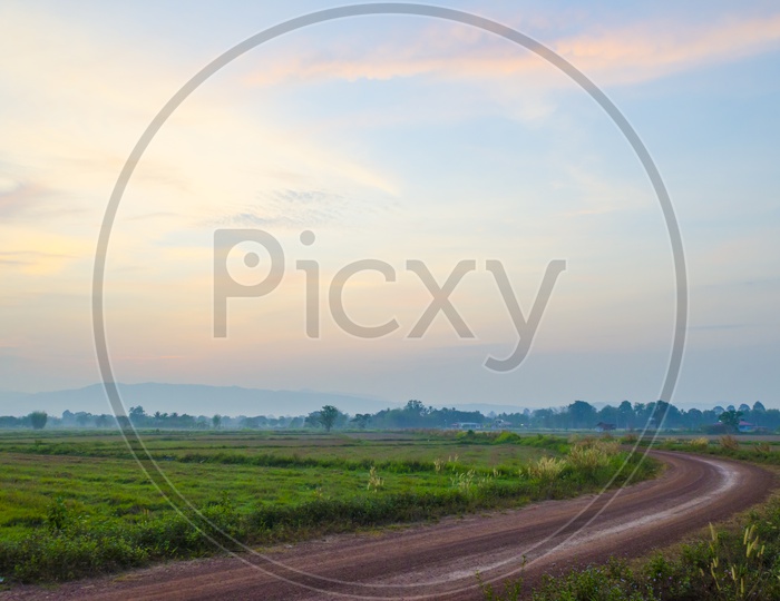 Image of Mud Pathways At Country Side With Nature-KP477730-Picxy