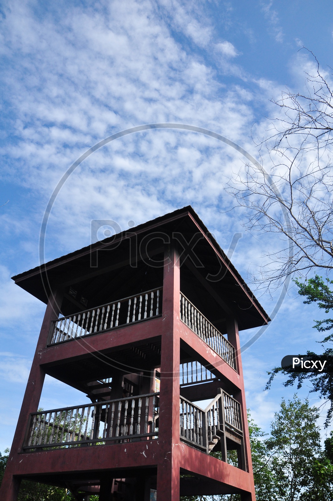 Image of observation tower or Security Watch Post Canopy With Blue Sky ...