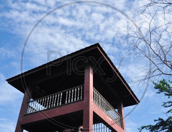 Image of observation tower or Security Watch Post Canopy With Blue Sky ...
