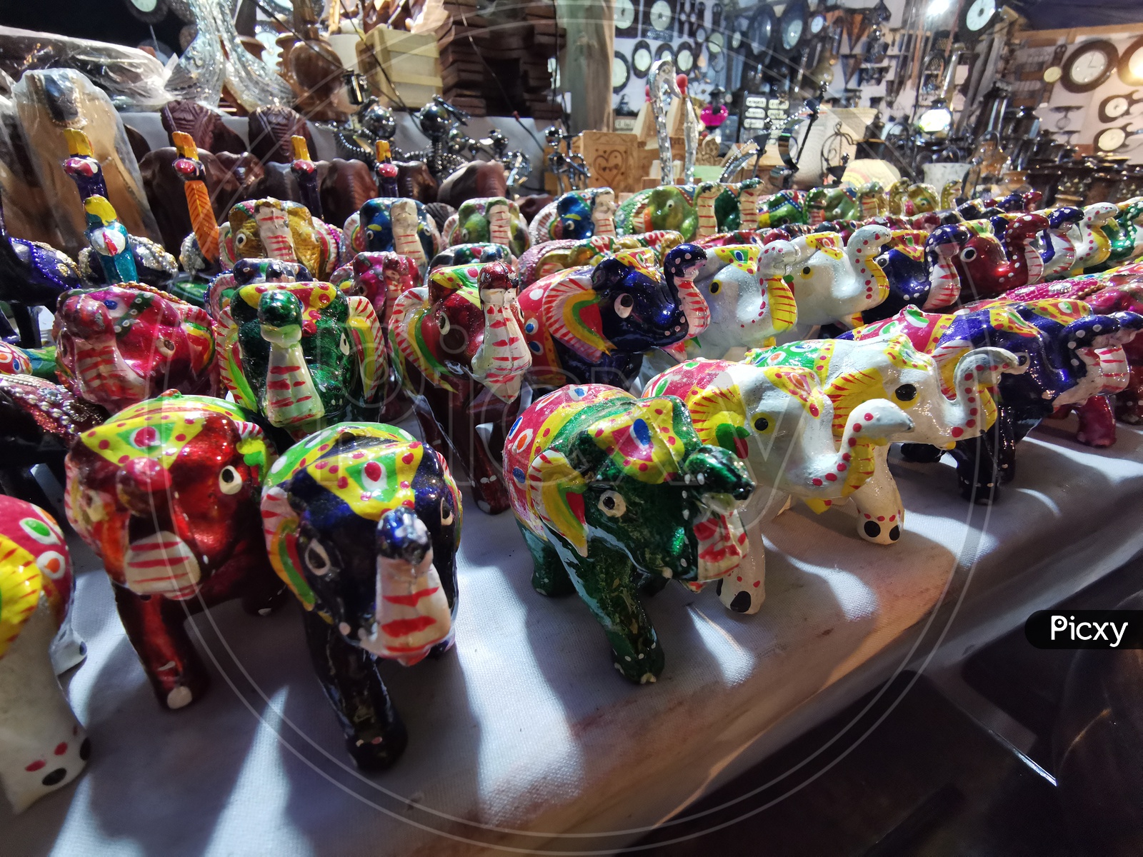 Image of Elephant Idols Handicrafts At a Stall in Shilparamam-QU315259 ...
