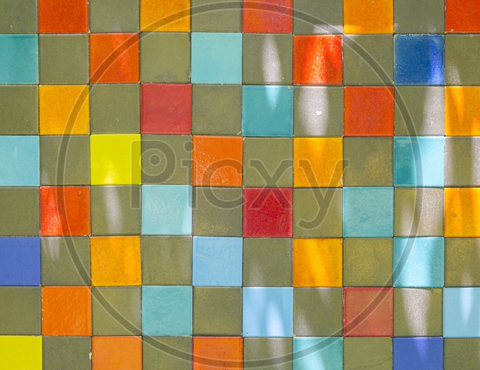 Image of Rainbow colour square grid wall-UD672550-Picxy