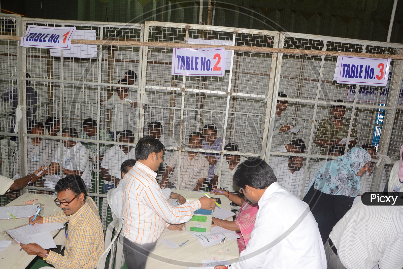 Image of Votes Counting or EVM Counting Hall With Election Officers In ...