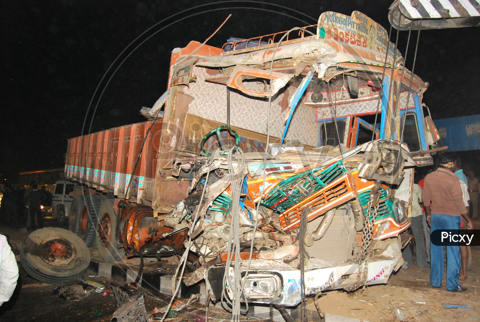 Image of Trucks Or Heavy Lorry After Road Accident on National Highway ...