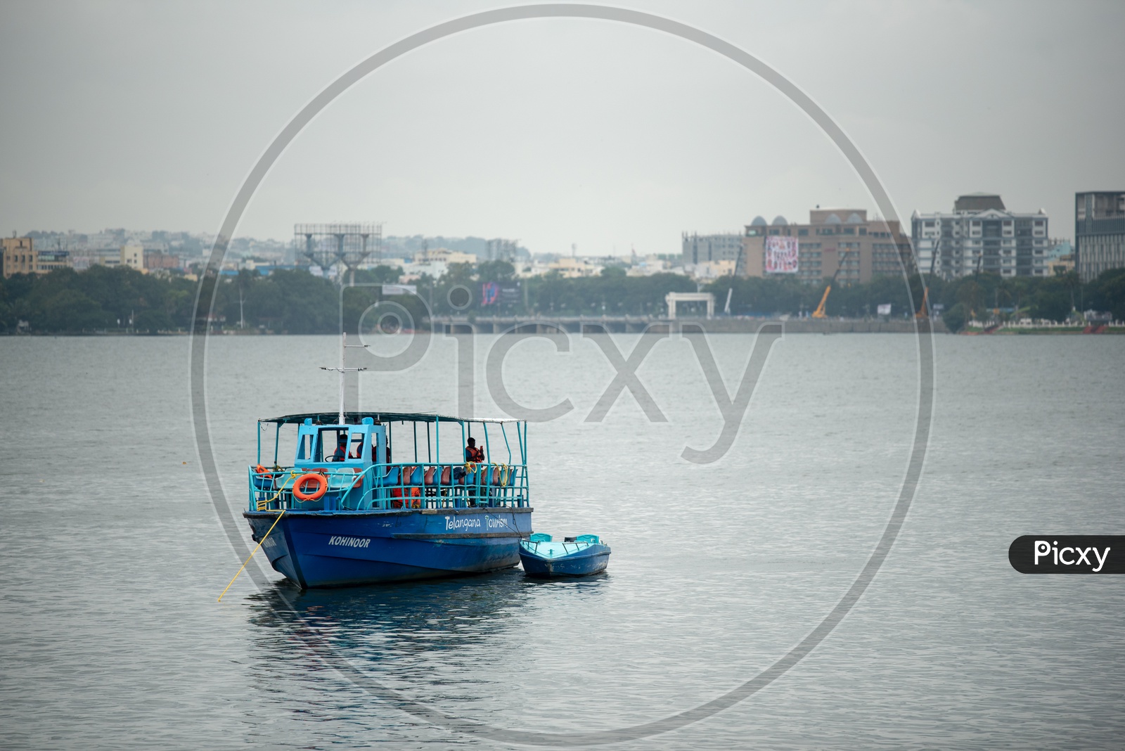 Image of Tourists Boats In Hussain Sagar Lake at Tank Bund in Hyderabad ...