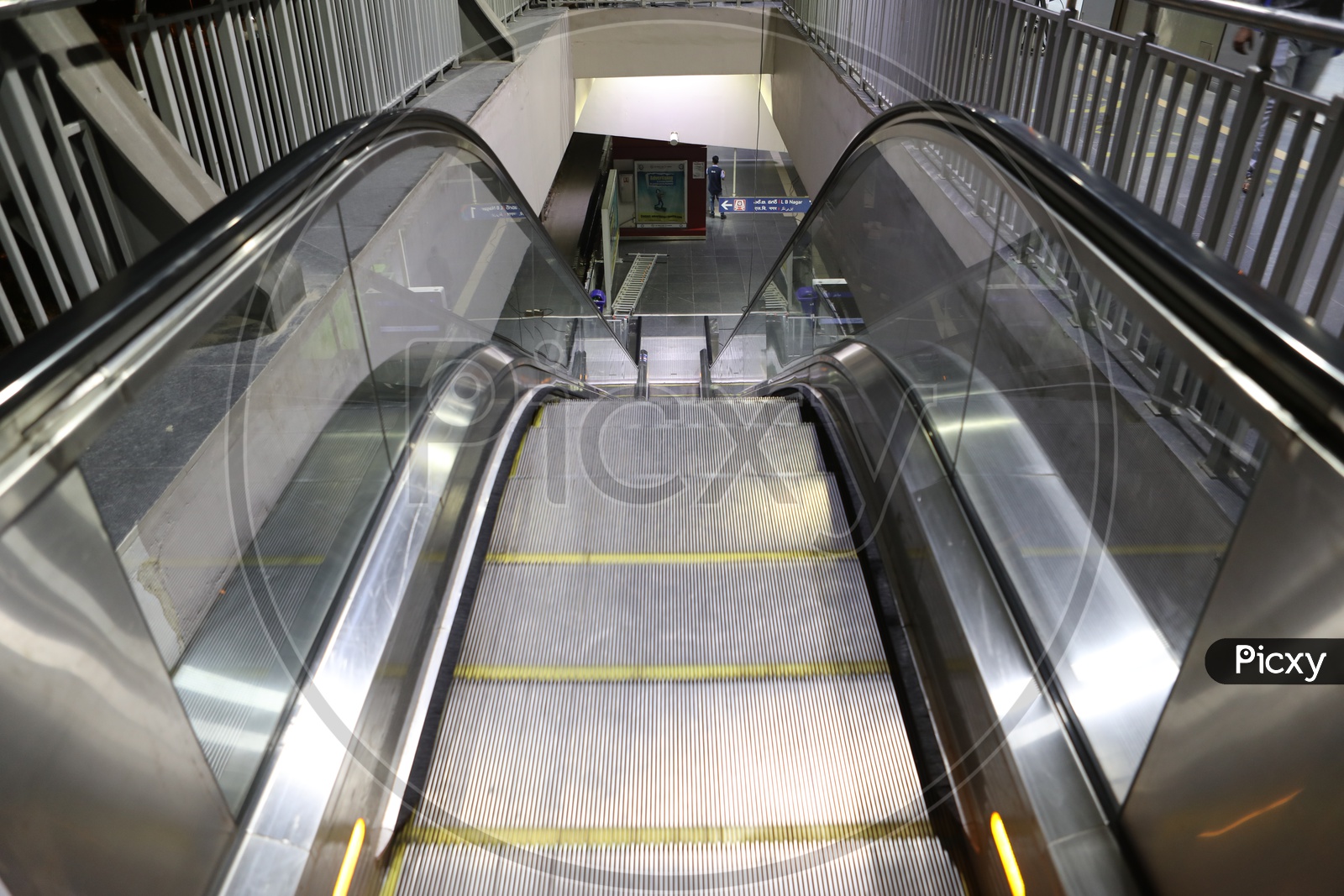 Image of Escalator inside the Metro Terminal in Hyderabad-CU524672-Picxy