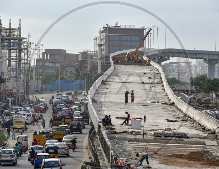 Image of construction of New Flyover At Raidurgam in Hyderabad City ...