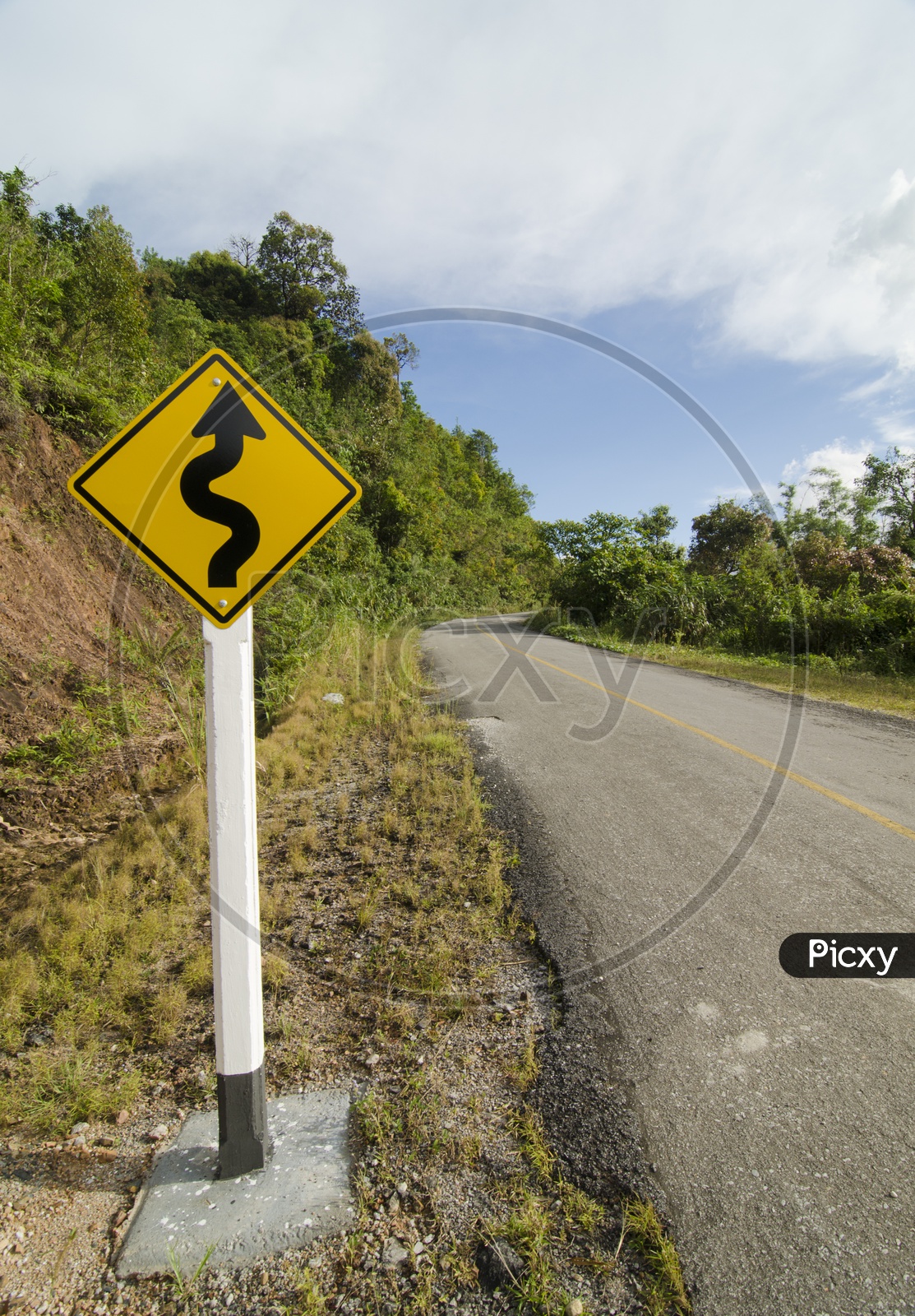 Image of S Curve Sign with Road-RY651352-Picxy