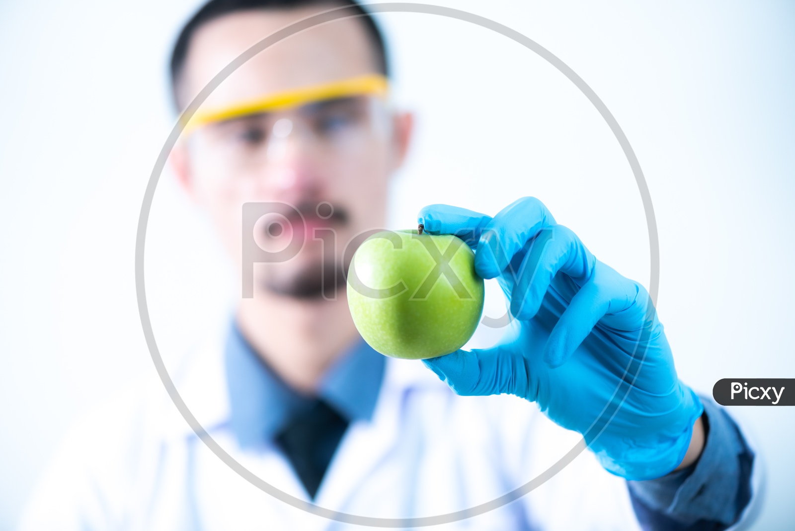 Image of Young Asian Scientist Holding Apple in Hand at Laboratory ...