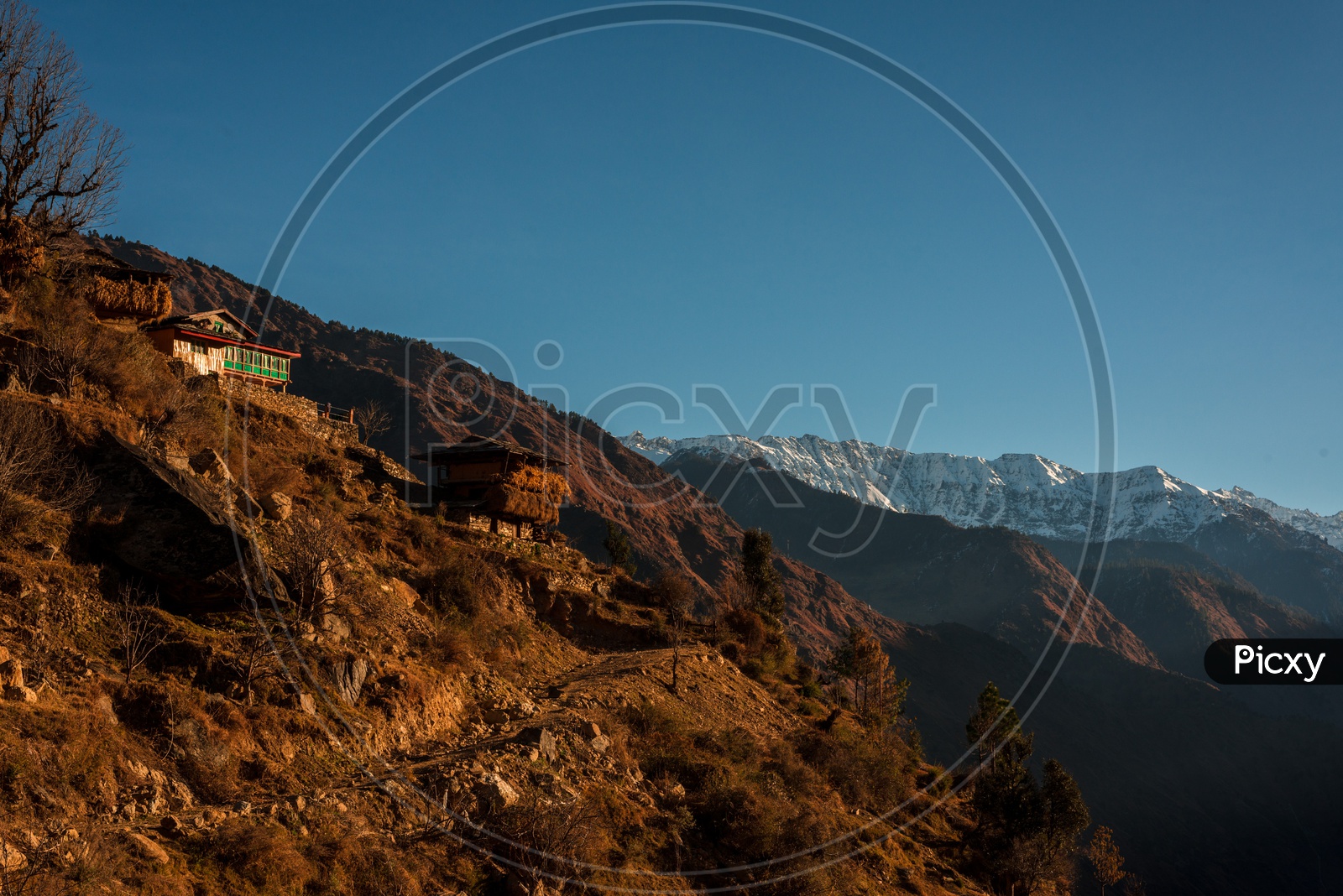 Image of Typical wooden alpine house in himachal in himalayas-UY542950 ...