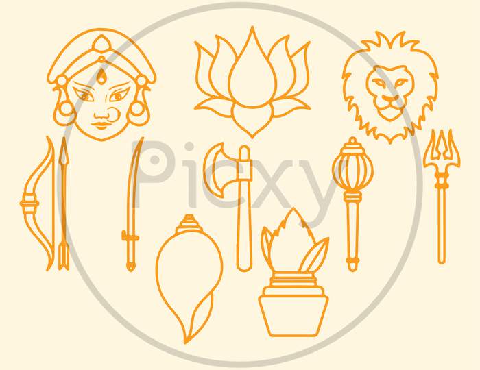 Image of Sketch Of Angry Goddess And Wife Of Lord Shiva Durga Maa Or ...