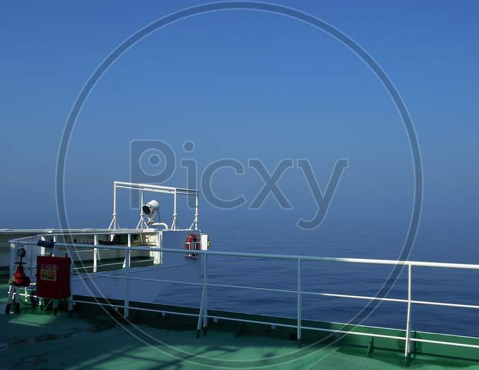 Image of View From The Bridge Wings Of A Ship-YX689212-Picxy