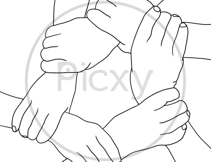 Image of Coloring Pages - Hand In Hand Teamwork Gesture, Gesture For ...