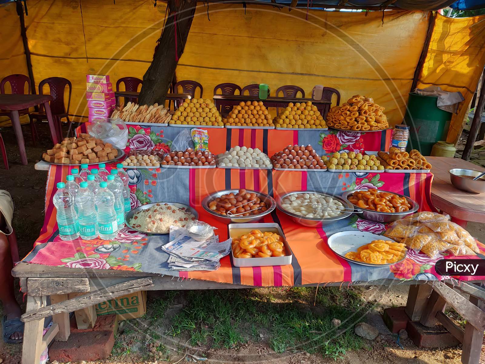 Image of Various sweets being displayed on a sweet shop in countryside ...