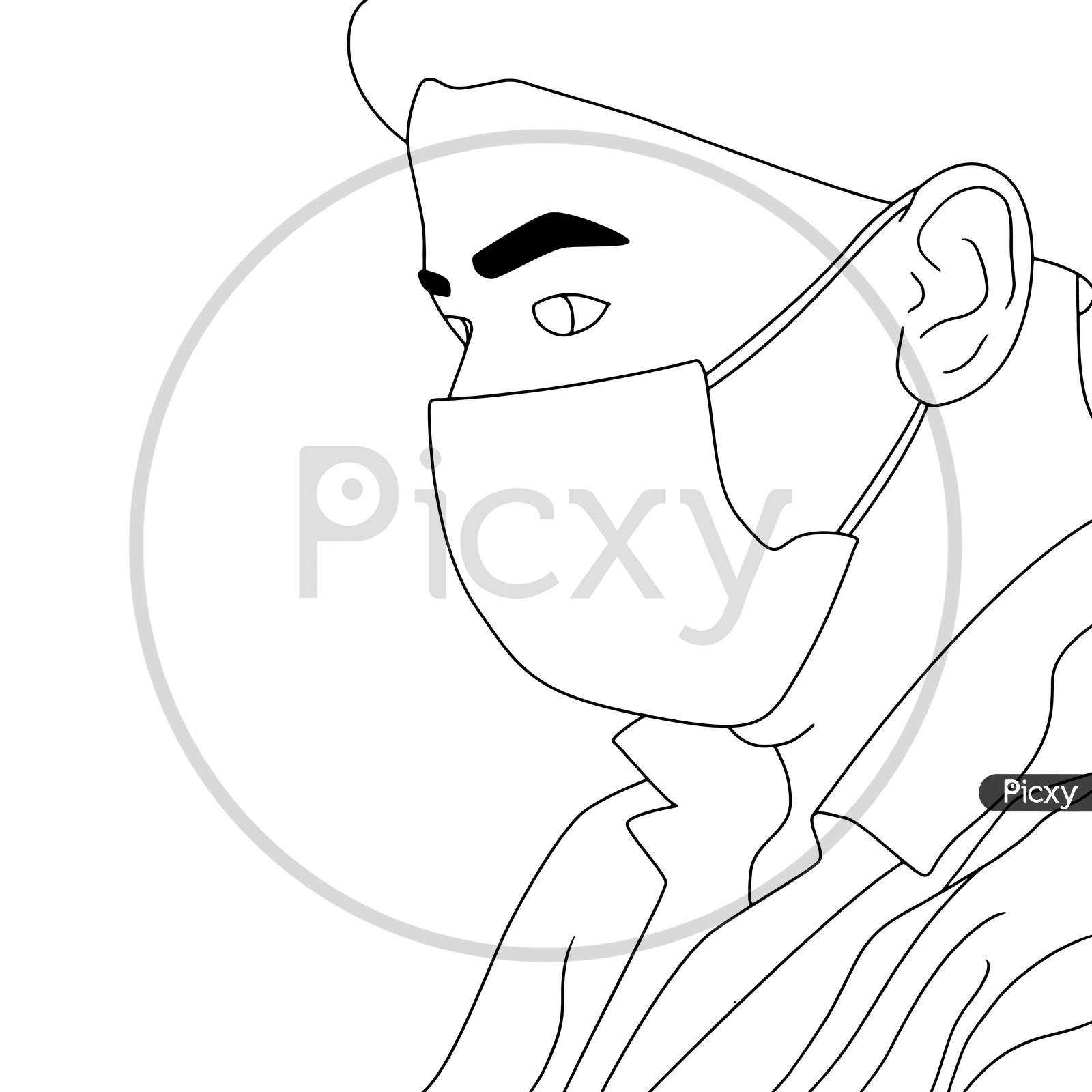 Image of Coloring Pages Illustration Of People With Mask On White ...