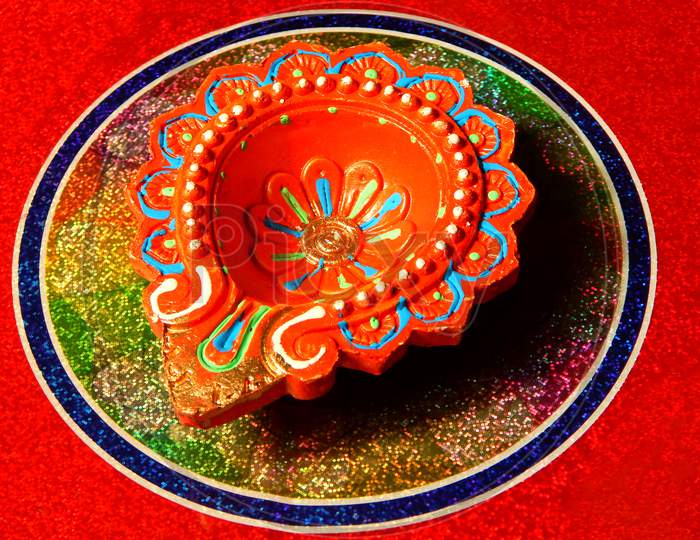 Image of Indian Traditional Hand Crafted Mud Oil Lamp Used In Home ...