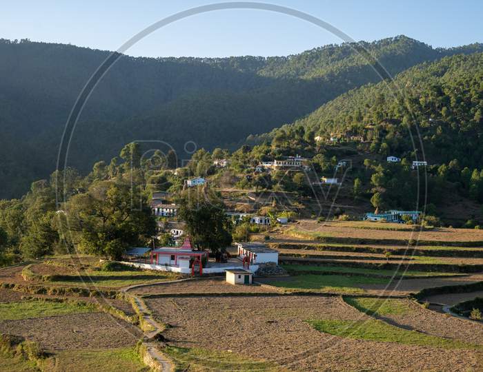 Image of Beautiful Landscape Of A Village Based In Mountains Captured ...