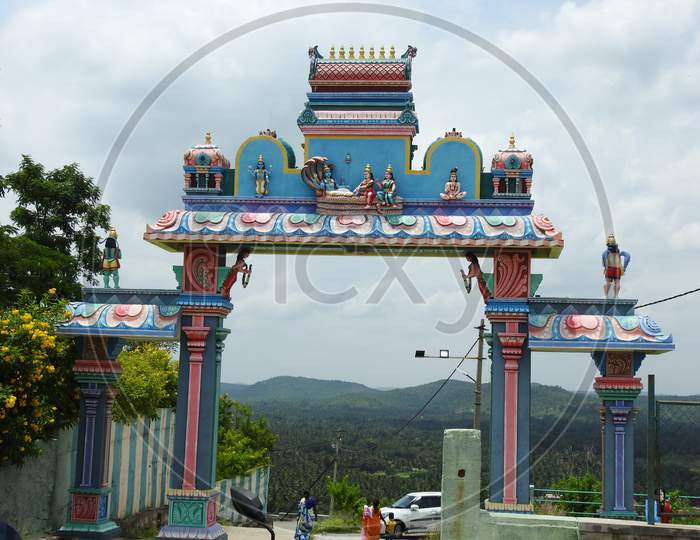 Image of Closeup Of Beautiful Bettada Thimmappa Temple Entrance Arch ...