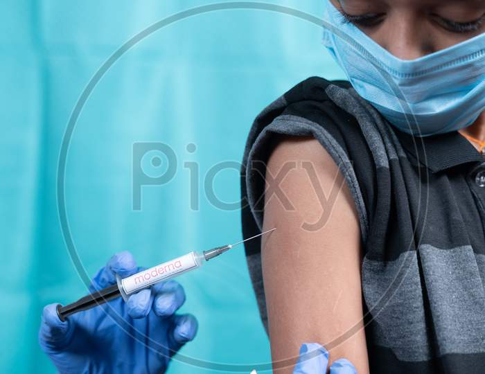 Image of Maski, India - October 26, 2021 : Selective Focus On Vaccine ...