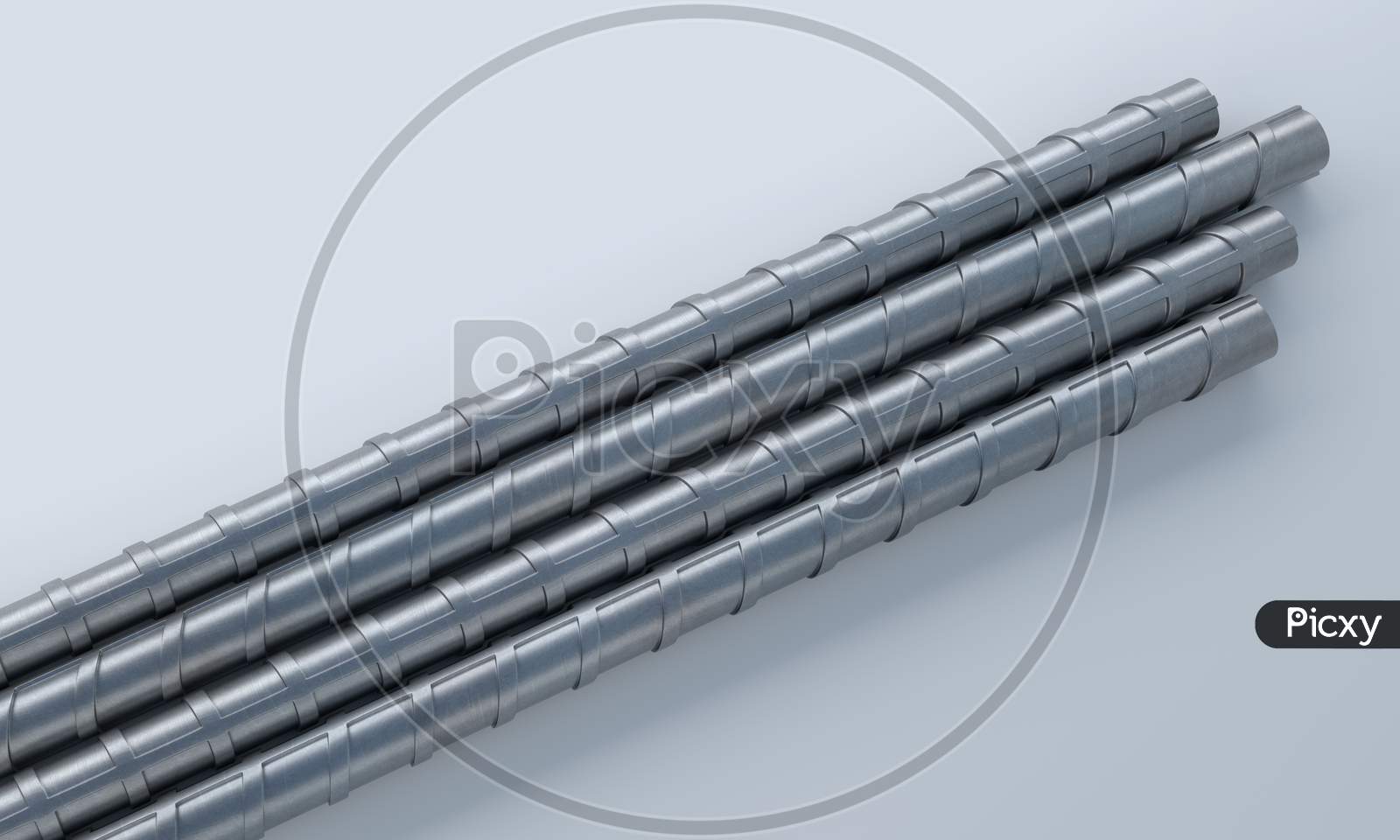 Image of 3D illustration of bunch of reinforcements steel TMT bar close ...