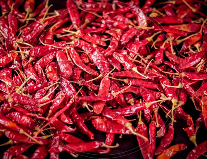 Image of Dry Chilli Peppers,Spicy Seasoning,Lot Of Dried Chili As A ...