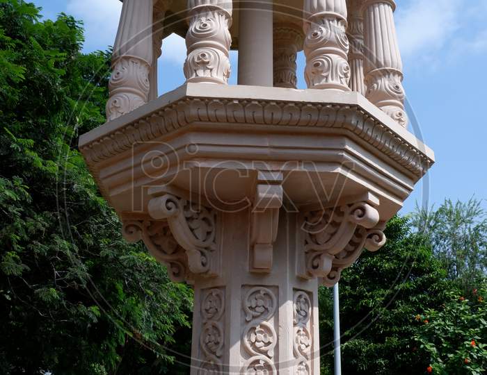Image of Vintage Chabutro or feeding tower for birds in the garden ...
