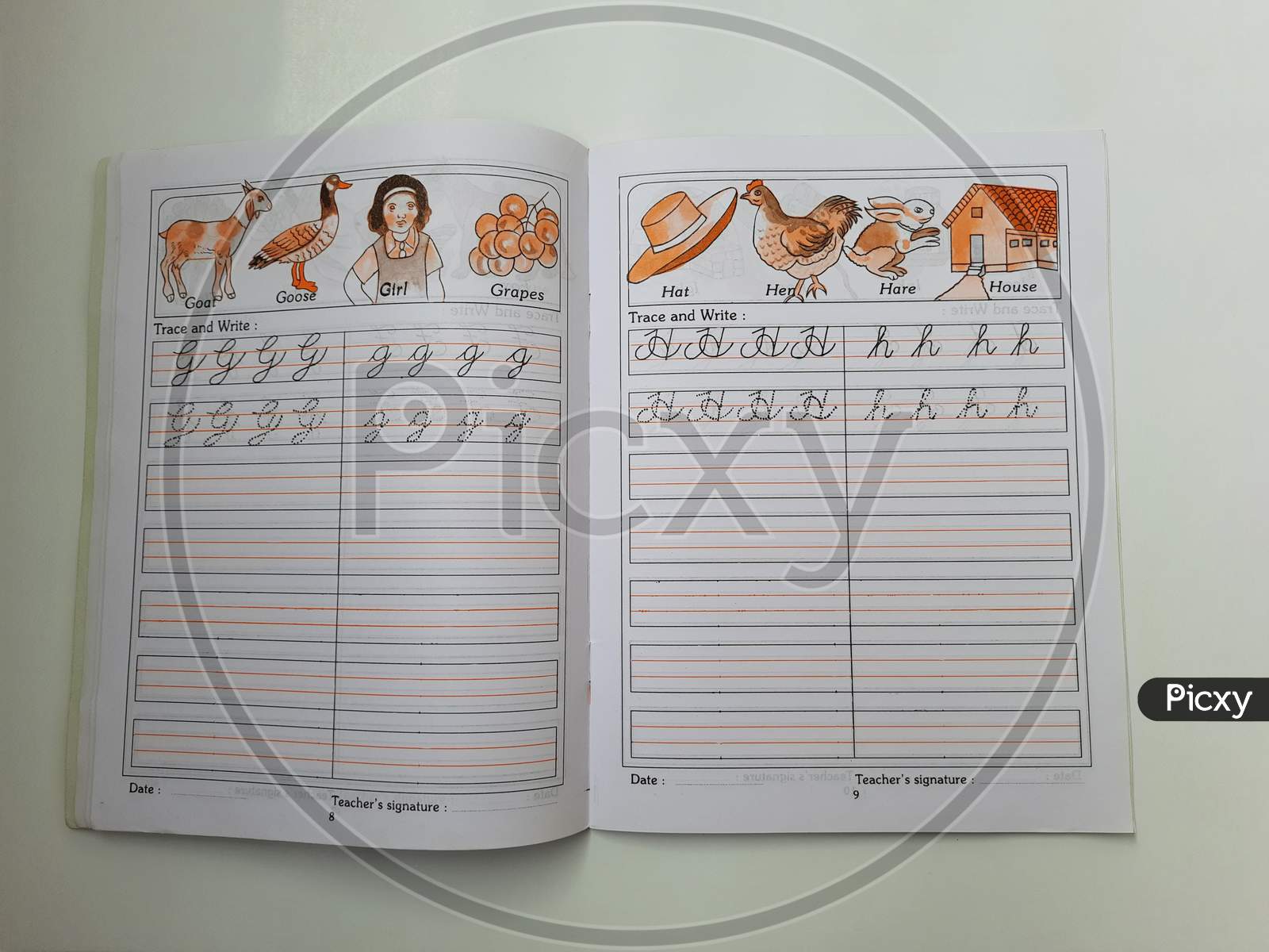 Image of Closeup Of English And Kannada Copy Book, Cursive Writing ...