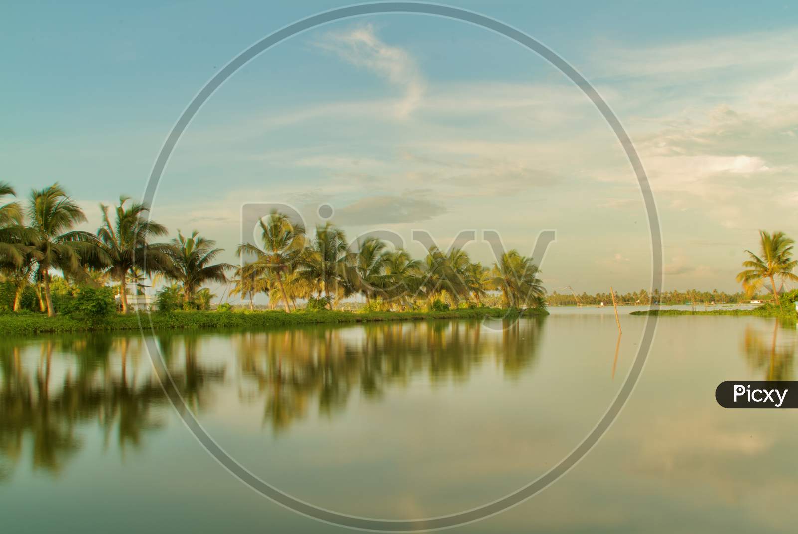 Image of Lake Banks With A Partial View Of The Fishing Boat And Coconut ...