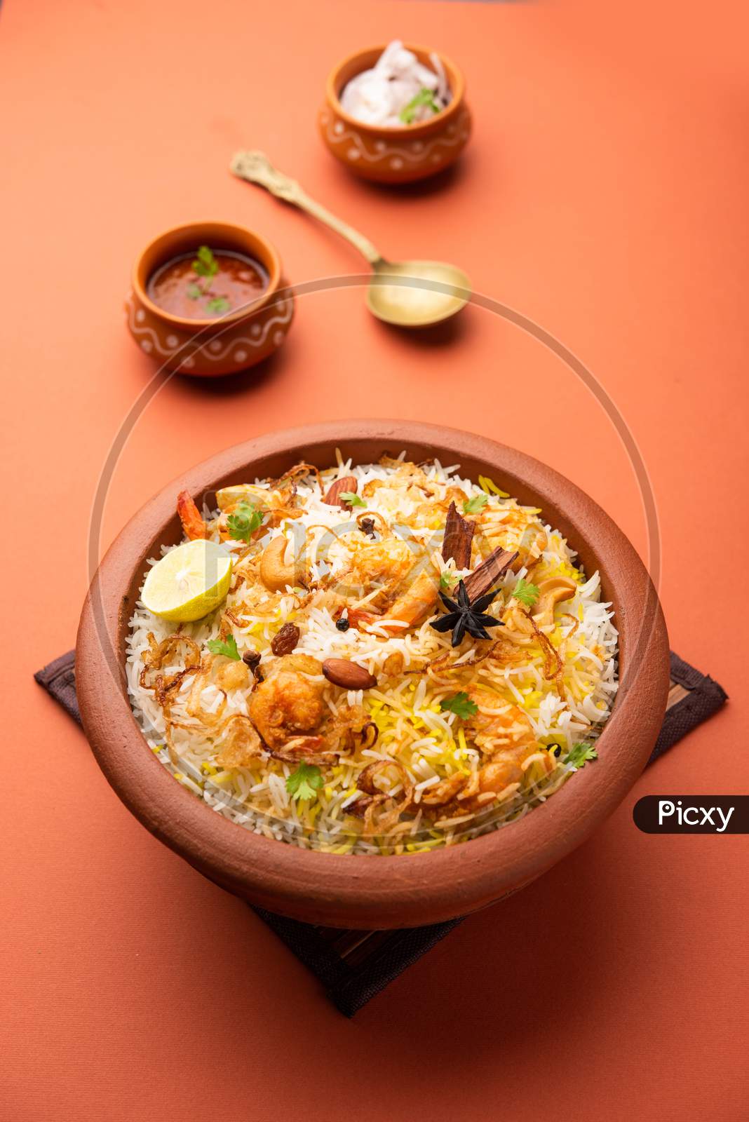 Image of Tasty And Delicious Prawns Biryani, Jheenga Pulav Or Shrimp ...
