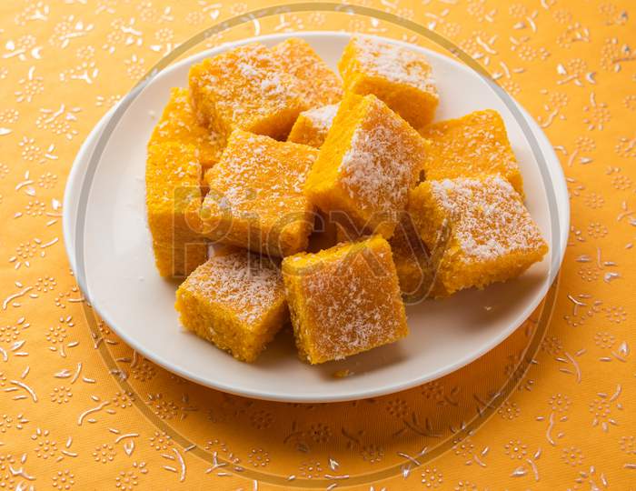 Image of Coconut Barfi Or Nariyal Burfi Or Barfee Is A Popular Festival ...