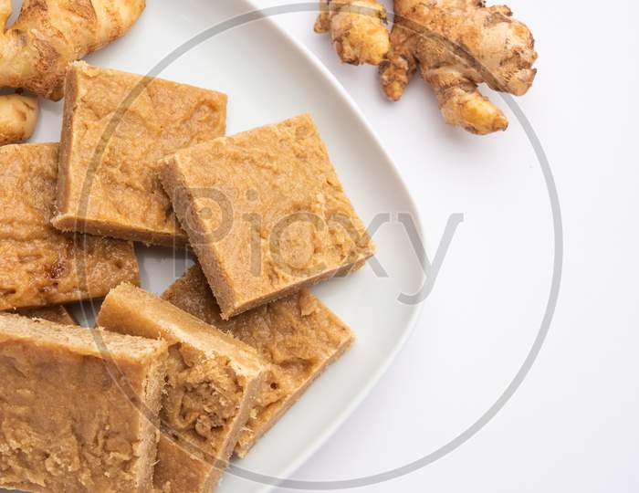 Image of Aale Pak Or Ginger Barfi Or Candy Or Adrak Barfee Or Burfi Is ...